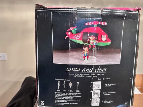 Gemmy Animated Inflatable Santa and Elves in Helicopter Scene | eBay