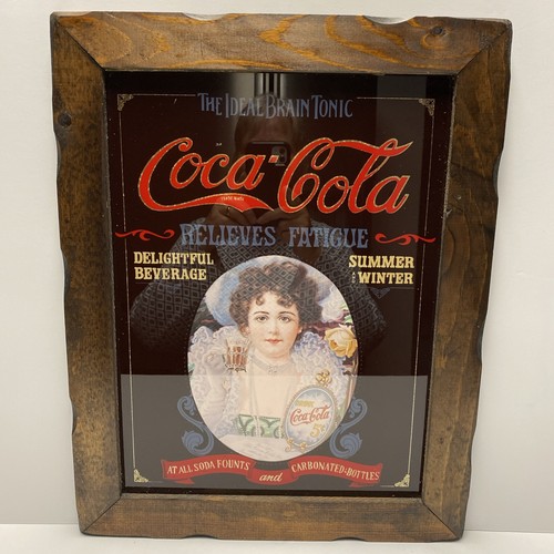 VINTAGE 1970s - Coca-Cola Glass Sign "THE IDEAL BRAIN TONIC" 19x15 ...