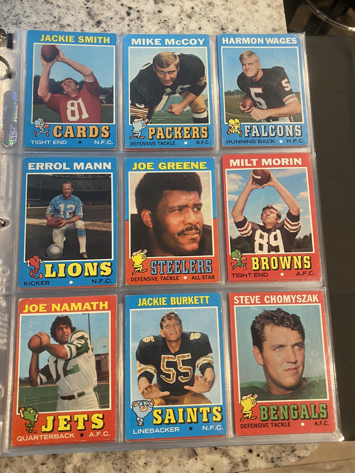 1971 TOPPS FOOTBALL COMPLETE SET 1-263 EX CARDS BINDER & PAGES BRADSHAW ...