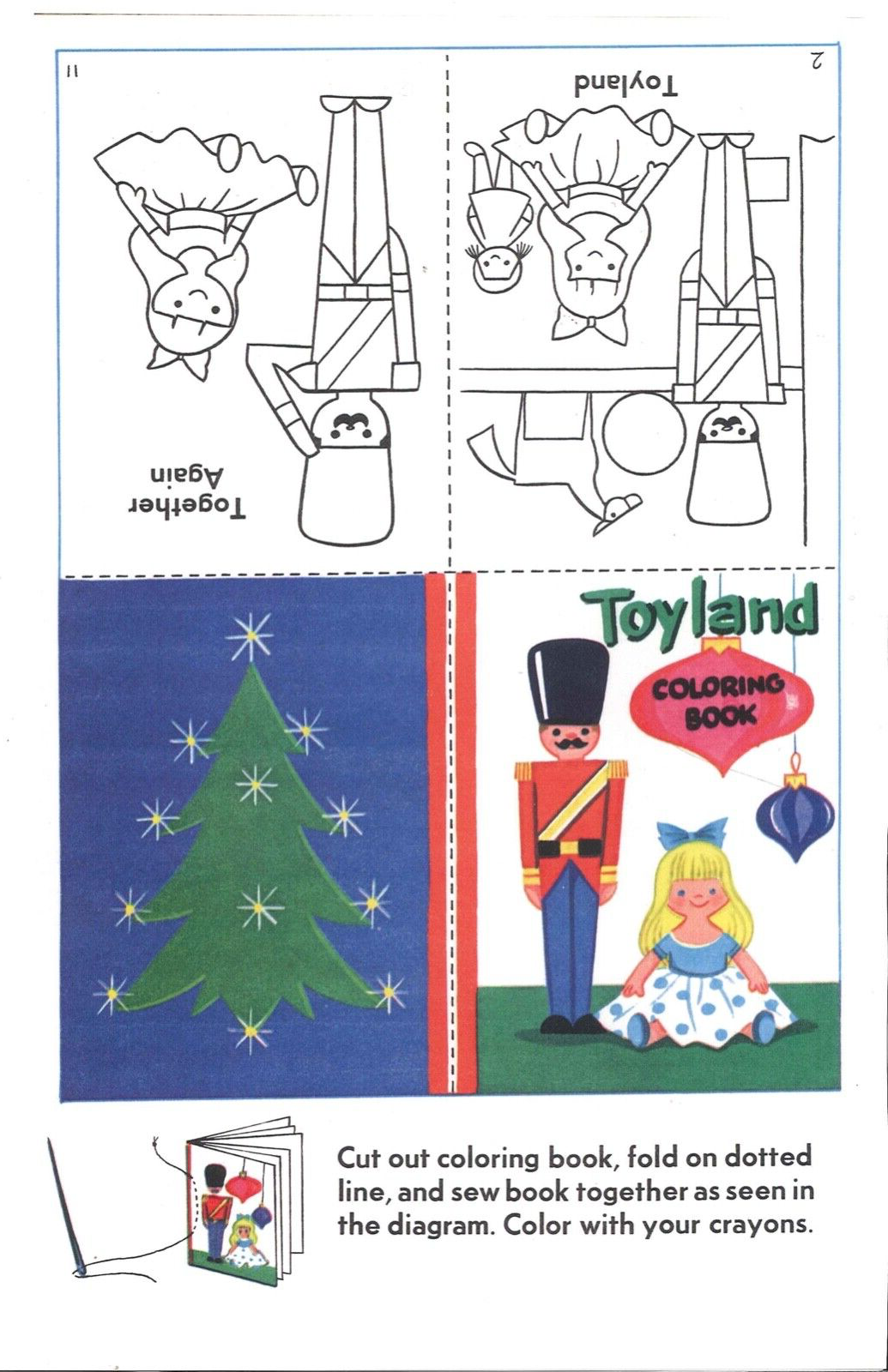 VINTGE 1960s SANTA'S TOYLAND PLAY PAPER DOLL ORIG SIZE UNCUT REPOR READ ...