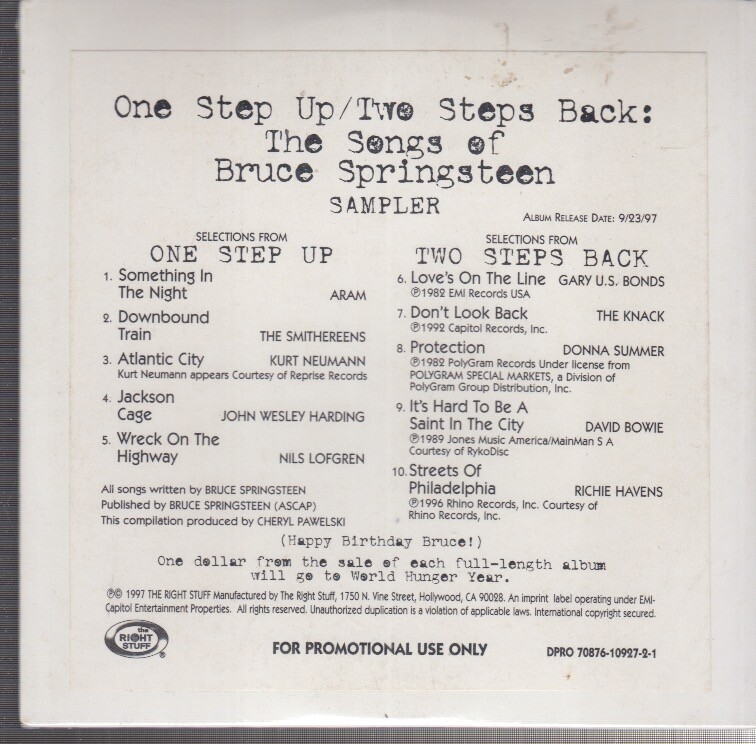 one step up / two steps back: the songs of bruce springsteen cd promo ...