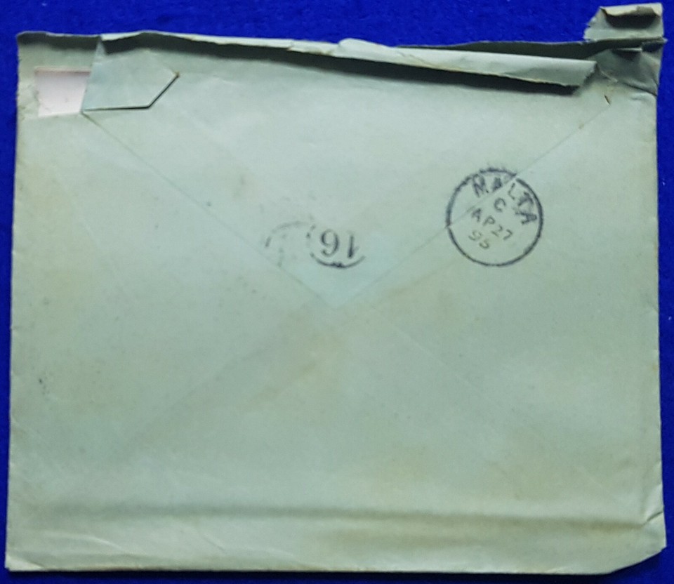 1895 Syracuse - Malta Cover + Letter + Postman's Handstamp PPH / PHS 16 ...