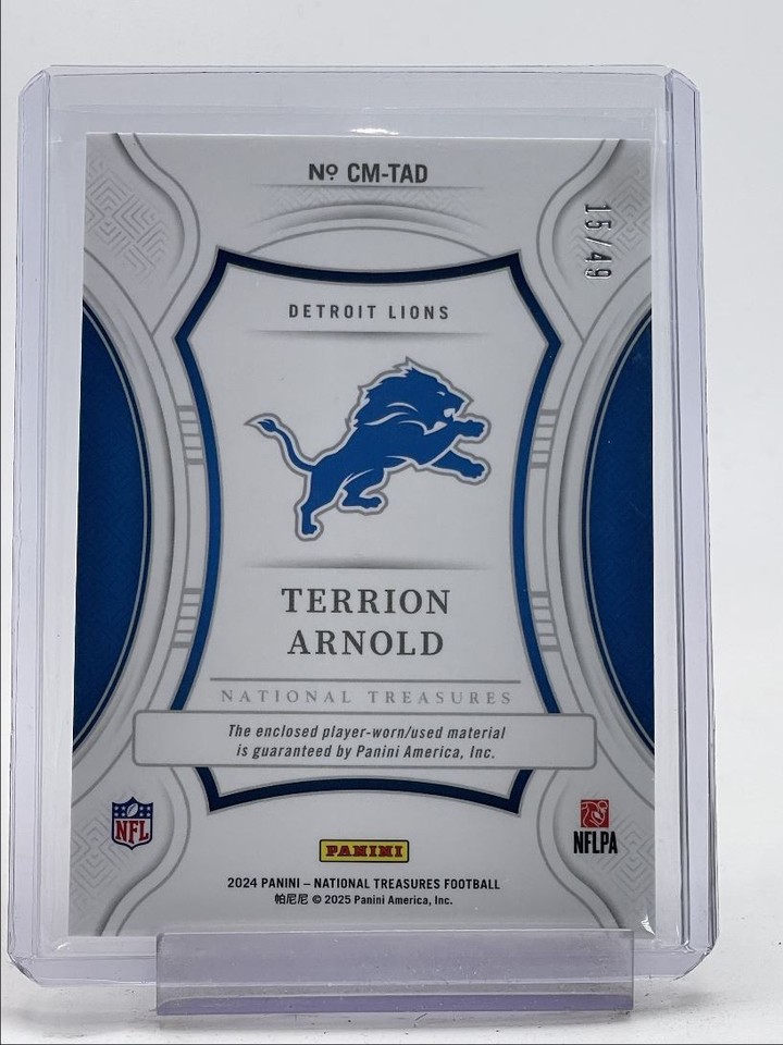 TERRION ARNOLD 2024 NATIONAL TREASURES CENTURY ROOKIE PATCH GOLD RC /49 ...