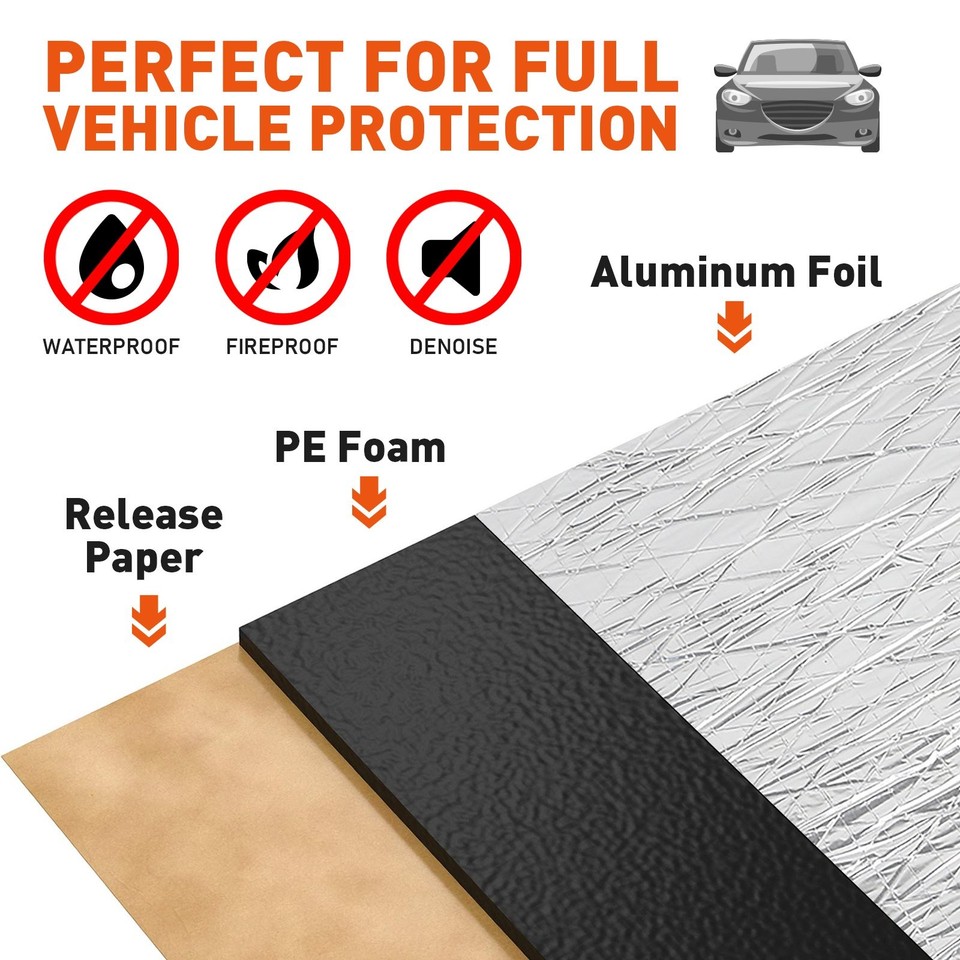 MGT Heat Shield Insulation Automotive Sound Deadener Noise Reduce Mat ...