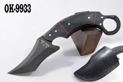 8.5"KMA BLACK COATED HIGH CARBON STEEL FULL TANG TACTICAL KARMABIT ...