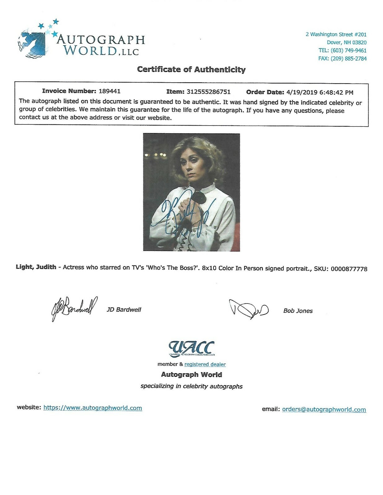 Judith Light autographed 8x10 Photo COA Who's the Boss 'Angela Bower ...