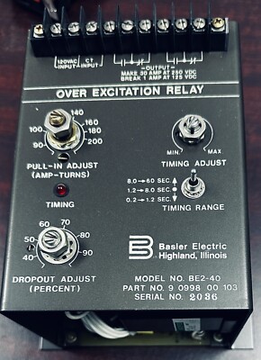 Basler Over Excitation Relay Model no BE2-40, part no. 9 0998 00 103 | eBay