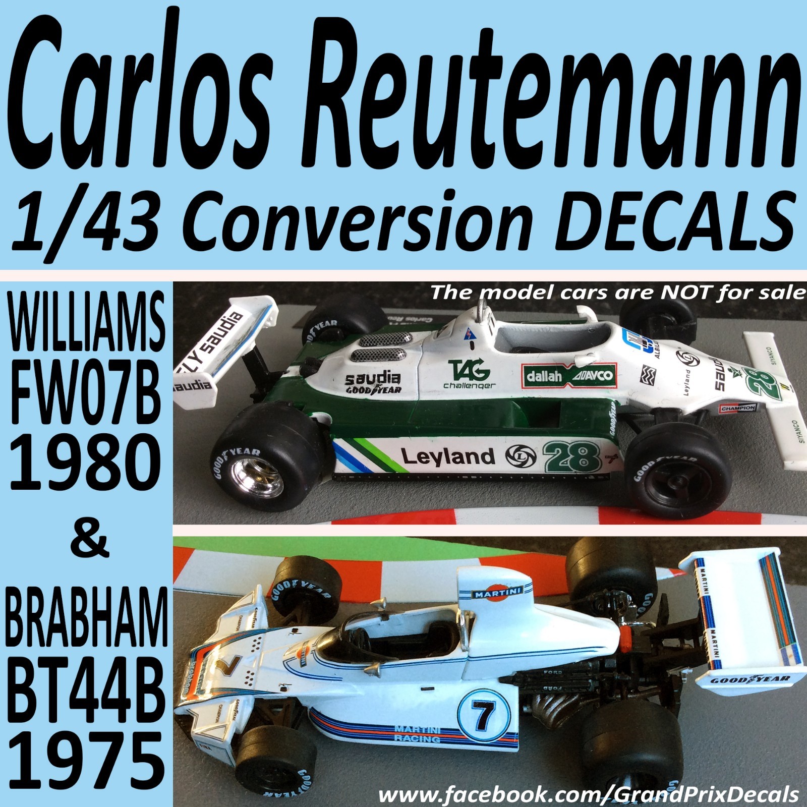 F1 Collection REUTEMANN conversion DECALS Williams FW07B or Brabham ...