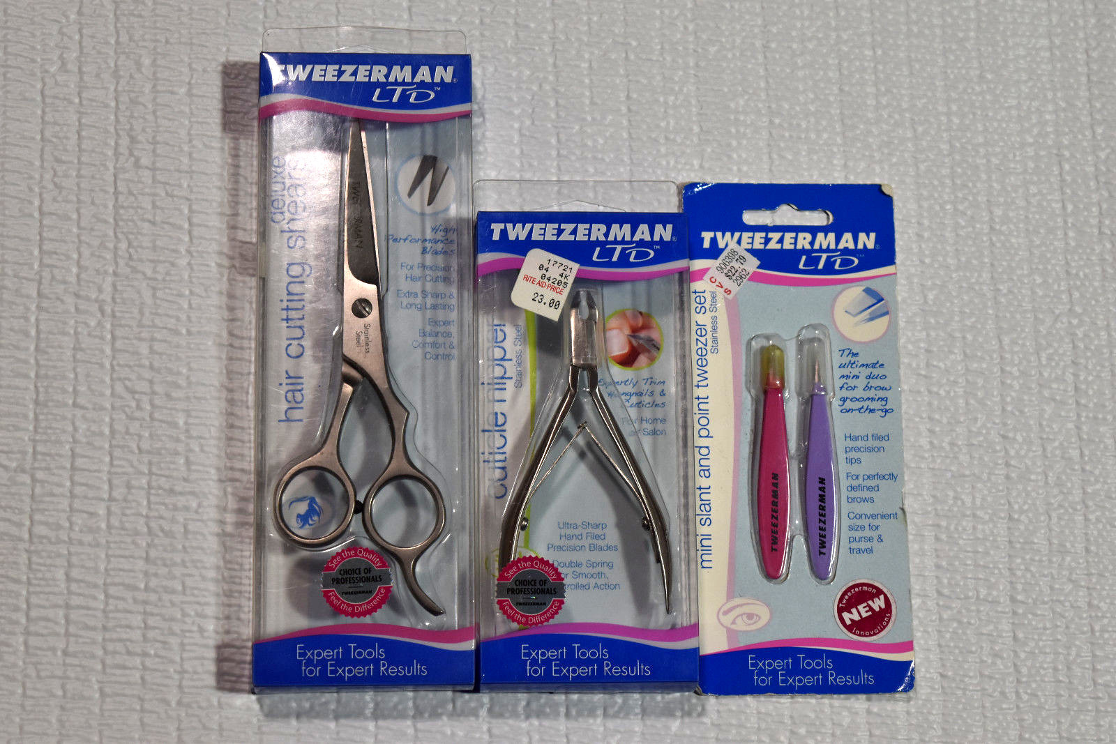 ORIGINAL Tweezerman LTD BLUE PACKAGE, Sheers Nipper and Tweezer Set LOT ...
