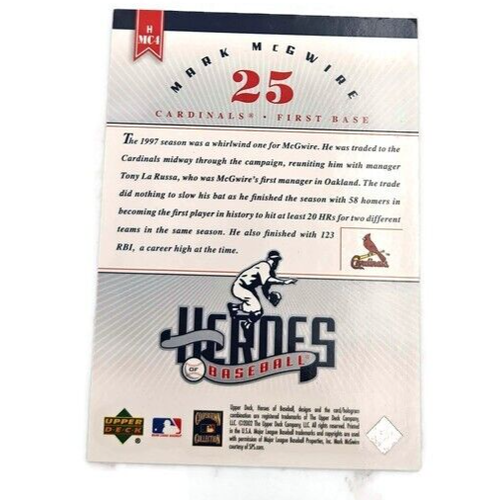 MARK McGWIRE (St. Louis Cardinals) 2002 UPPER DECK HEROES OF BASEBALL ...