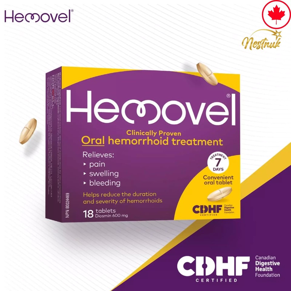 Hemovel Oral Treatment Hemorrhoids Clinically Proven Diosmin 600mg 18 ...