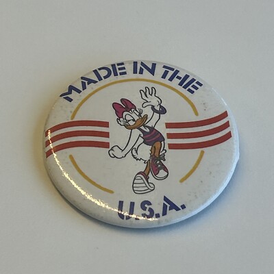 Vintage 1986 Disney DAISY DUCK "Made in the USA" Pin Back 2 1/4" Button ...