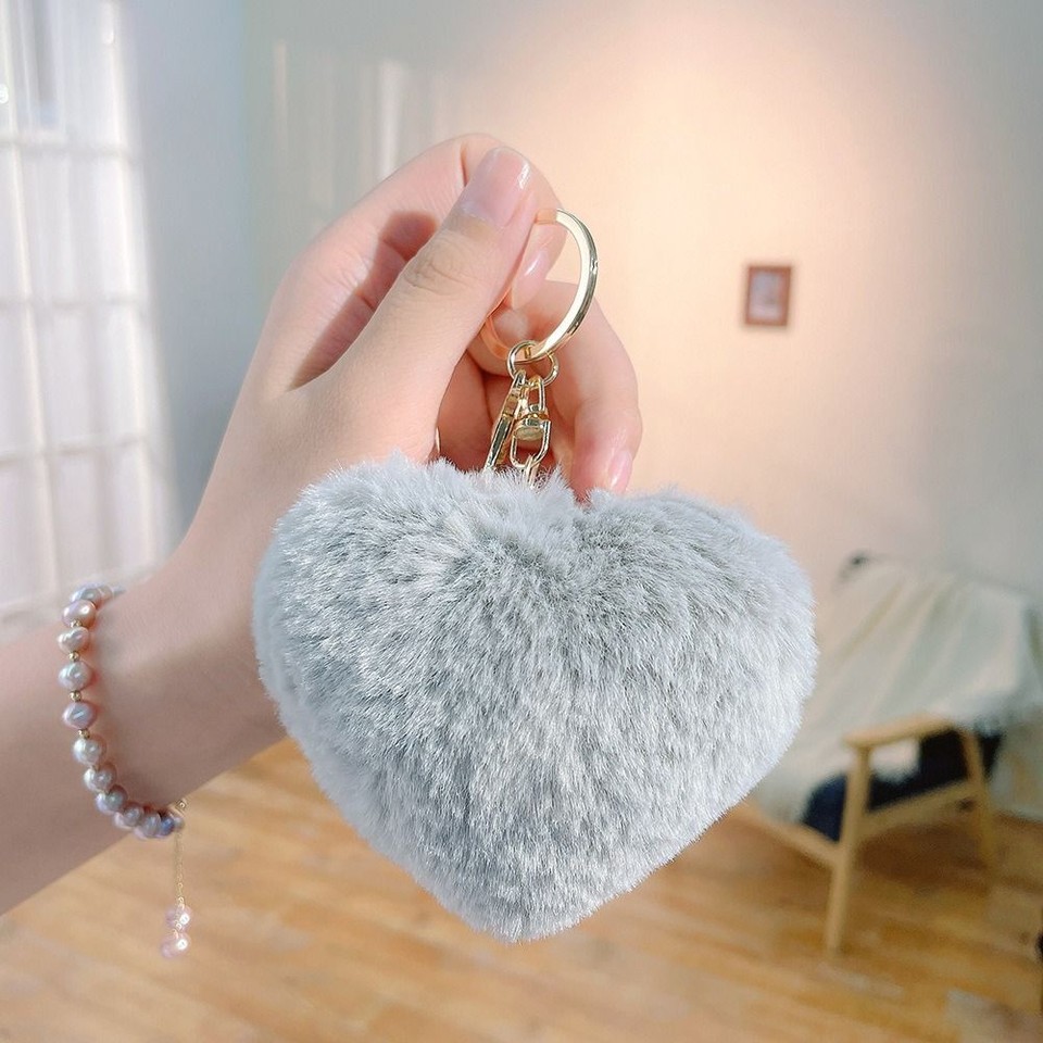 Imitation Rabbit Fur Key Chain Fluffy Ball Car Key Ring Hanging ...