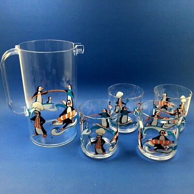 Avon Penguin Summer Party Set 1 Pitcher 4 Tumblers Acrylic | eBay