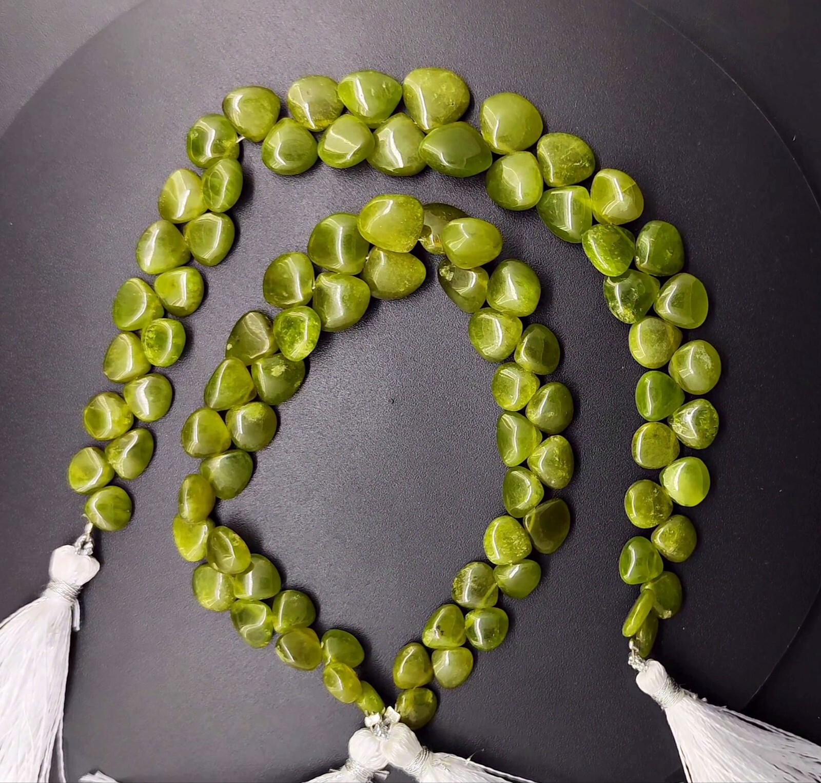 Natural Green Idocrase/Vesuvianite Gem 7 to 10 mm Size Heart Beads 8 ...