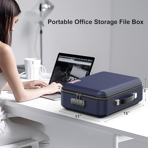 Fireproof File Box, Hard Case Fireproof Box with Lock Hard-Shell Design ...