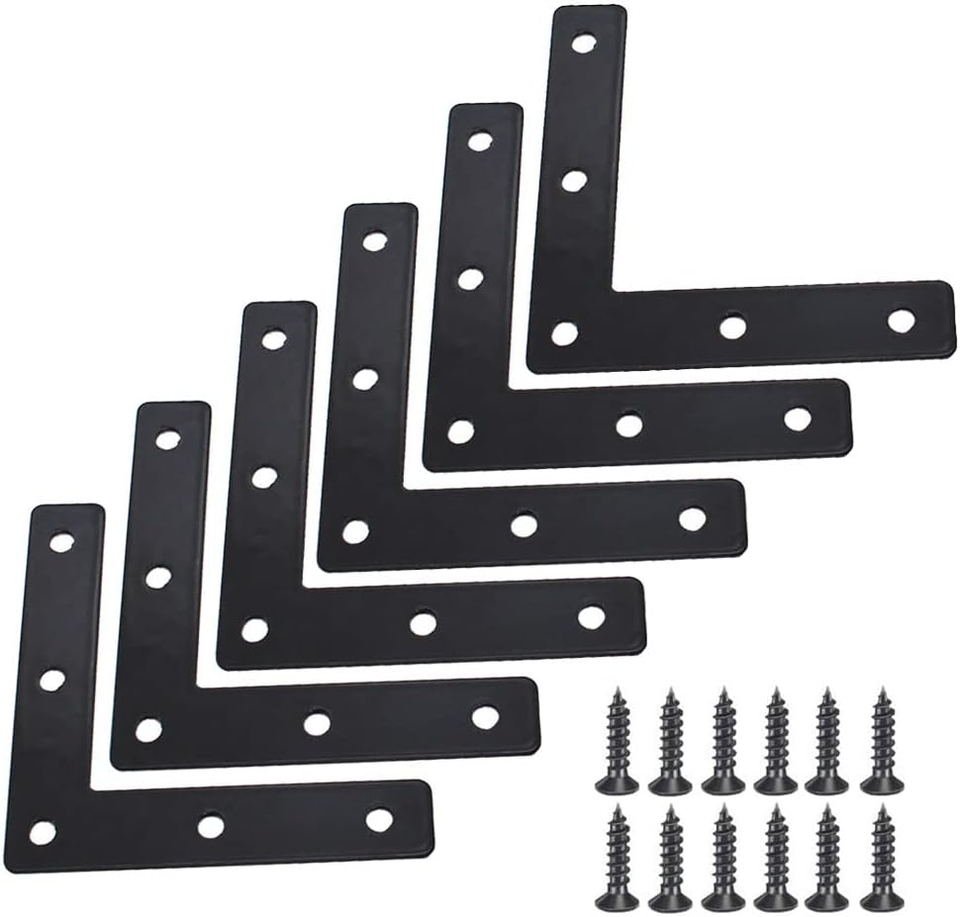 20 Pcs Black Flat Corner Brace Brackets,80Mmx80Mm Metal Right Angle ...