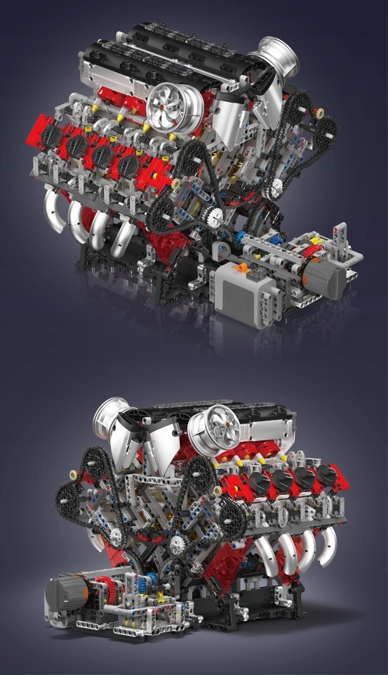 10130 V8 Engine Model kit F488 Supercar V8 Engine Set Assembly Brick | eBay