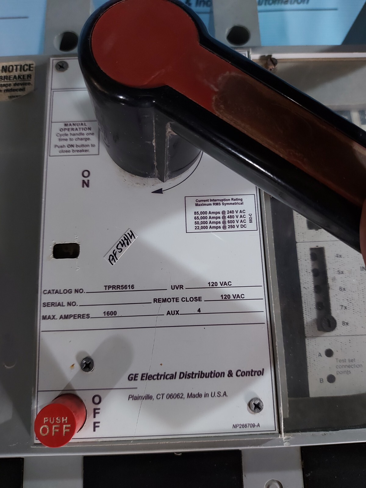 GE General Electric Power Break Circuit Breaker TPRR5616 1600 Amp 600 ...