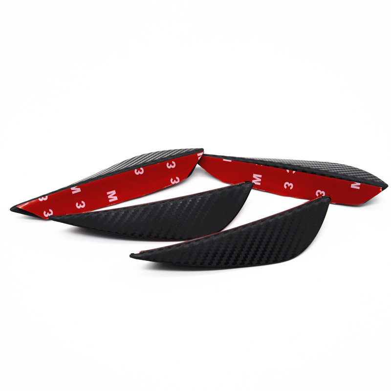 4 Pcs Rubber Carbon Fiber Style Car Front Bumper Fins Lip Canards ...