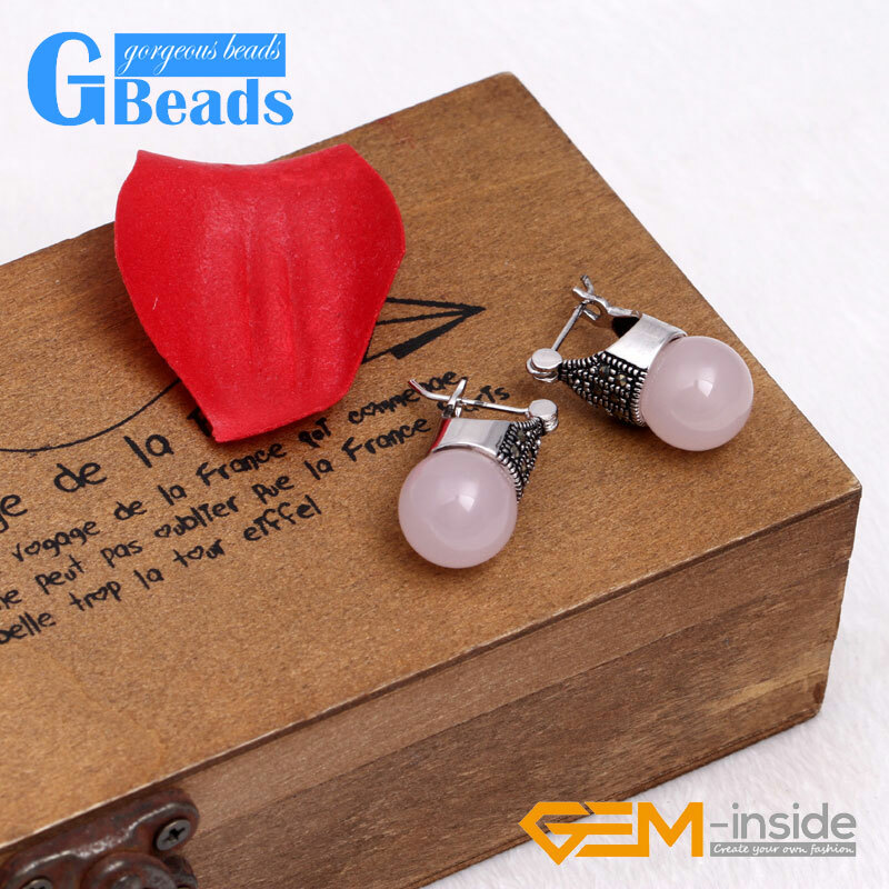 G-Beads Fashion 12mm Round Ball Beads Marcasite Silver Dangle Stud Hoop ...