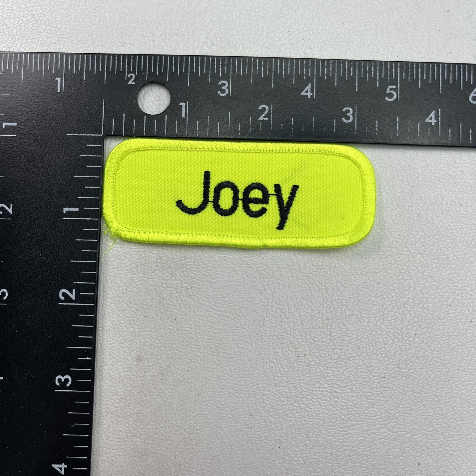 Vtg Bright Yellow JOEY Name Badge Style Uniform Patch 26R6 | eBay