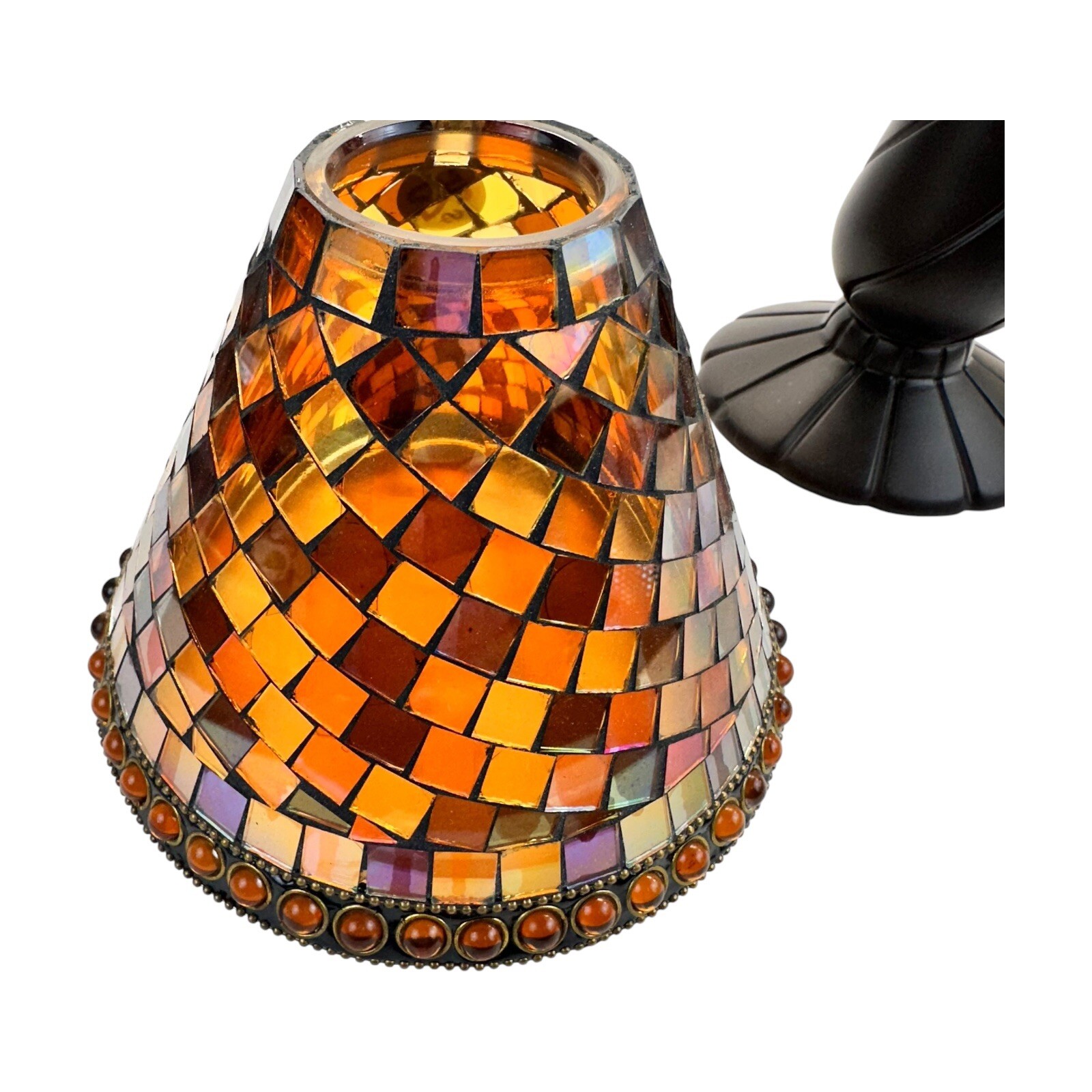 PARTYLITE Votive Mosaic Lamp Global Fusion Candle 12" Stained Glass ...