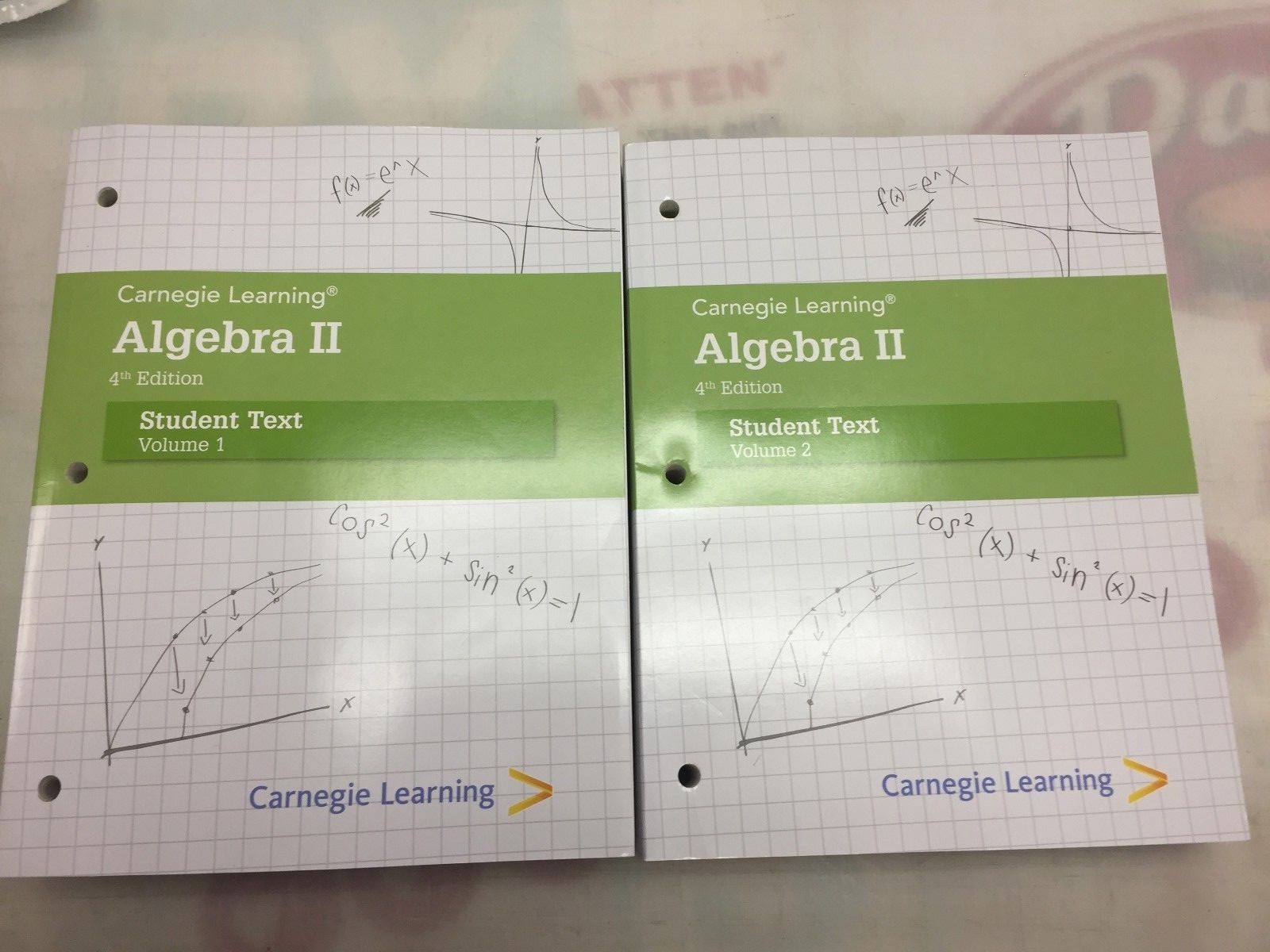 Carnegie Learning Algebra II 4th Edition Student Text Book Volumes 1 ...