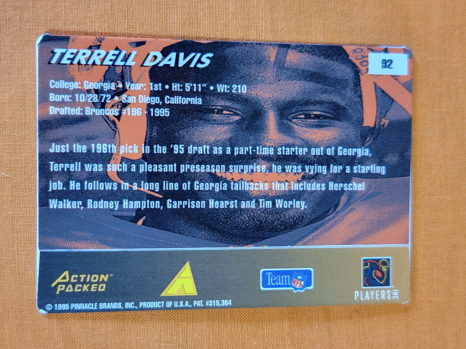 1995 Action Packed Rookies & Stars Terrell Davis Rookie #92 TD | eBay