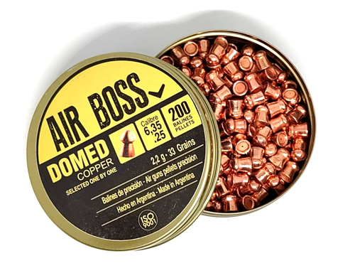 APOLO AIR BOSS Premium DOMED 200 Count COPPER PLATED 6.35mm .25 Caliber ...