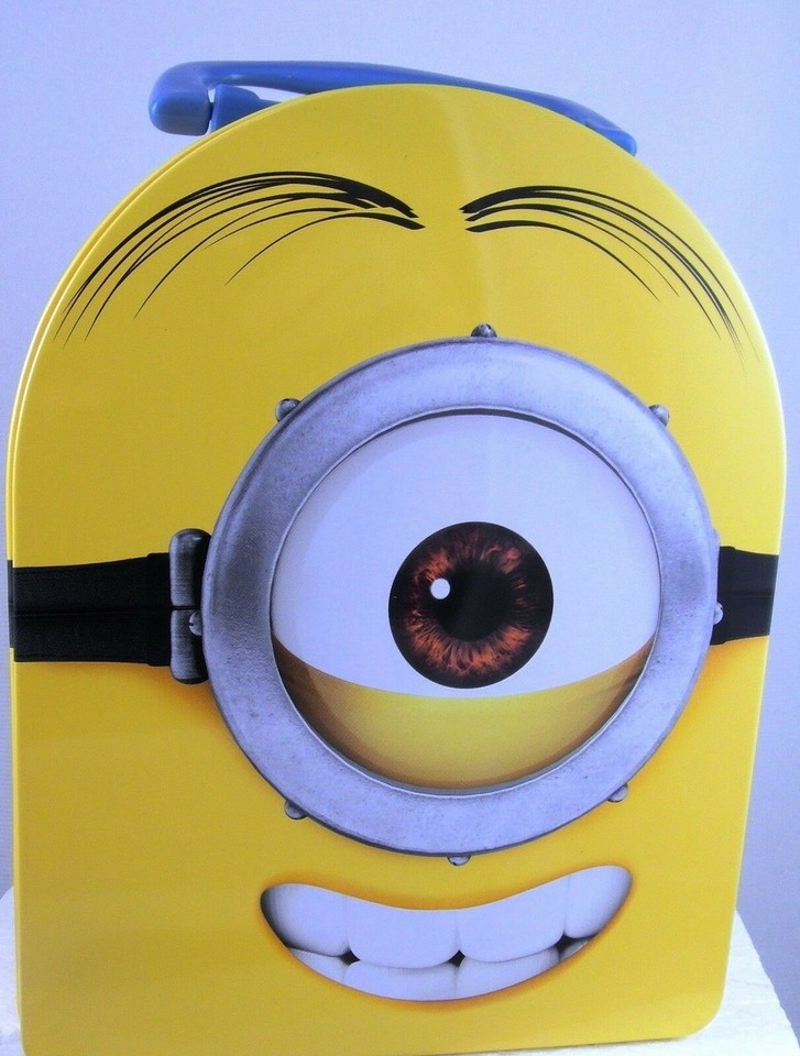 Despicable Me MINION HEAD Tin Carry All Lunch Box Case ONE-EYED CARL ...