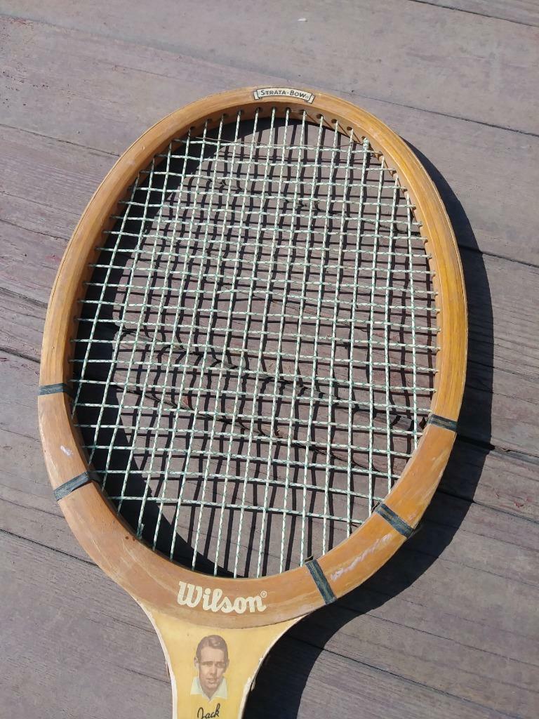 VINTAGE Wood Tennis Racket WILSON SUPER STROKE JACK KRAMER W/ TENNIS ...