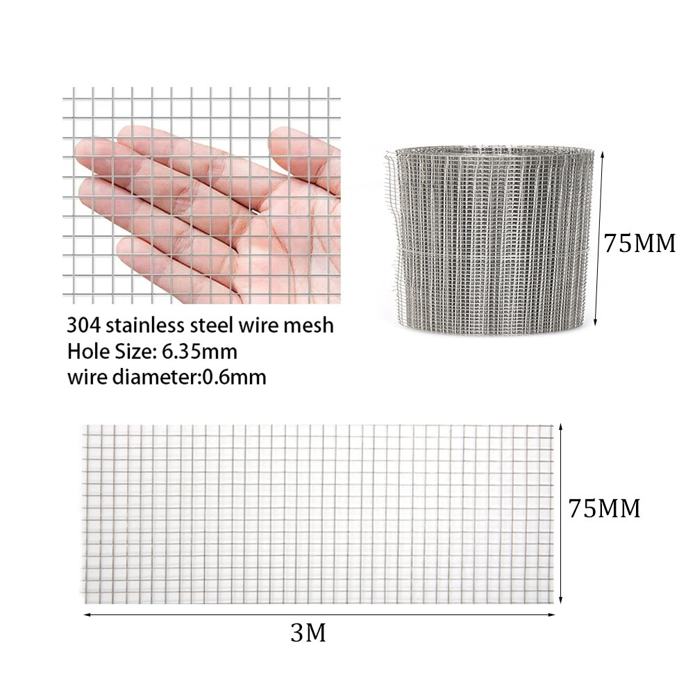 3/6M Stainless Steel Rat Mesh Rodent Proofing Woven Fine Wire Metal ...