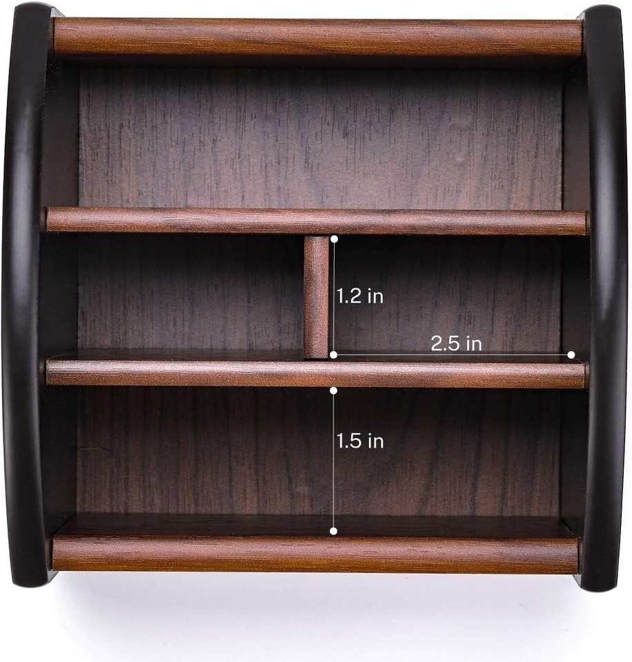 New Revolving Caddy Remote Control Organizer Wooden Storage Holder Box ...