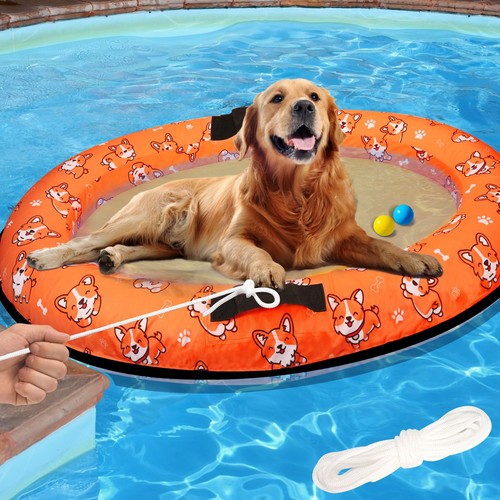 55''x35'' Inflatable Dogs Pool Float with Rope,Puppy Raft Floating Mat ...