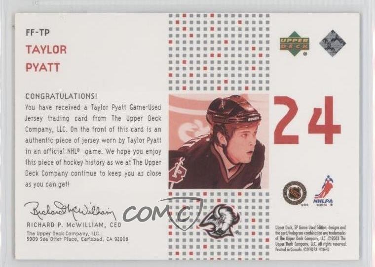 2002-03 SP Game Used Future Fabrics Rainbow /10 Taylor Pyatt #TP | eBay