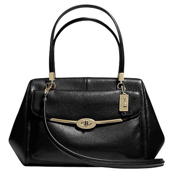 Coach 25166 Madison Madeline EW Black Leather Satchel Shoulder Bag ...
