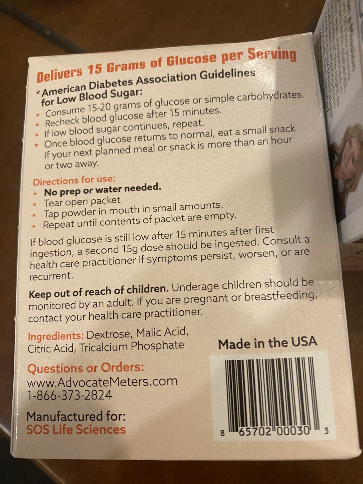 2 Advocate GLUCOSE SOS Instant Dissolve Powder 6 packets Original Sweet ...