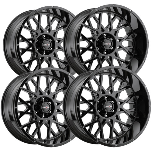 (Set of 4) Vision 412 Rocker 18x9 6x5.5" -12mm Gloss Black Wheels Rims ...