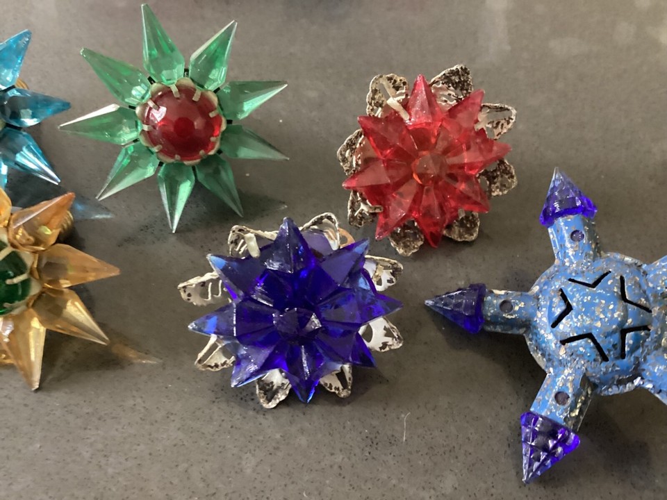 Lot Of Antique Vintage Glass Prism Christmas MATCHLESS STAR Bulbs For ...