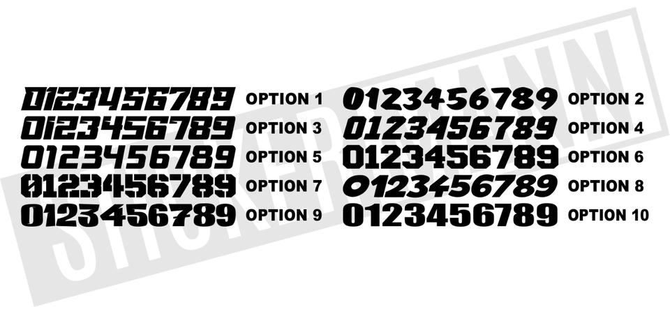 6 x MOTOCROSS MX ENDURO RACE NUMBERS - 10 DIFFERENT FONTS AVAILABLE ...