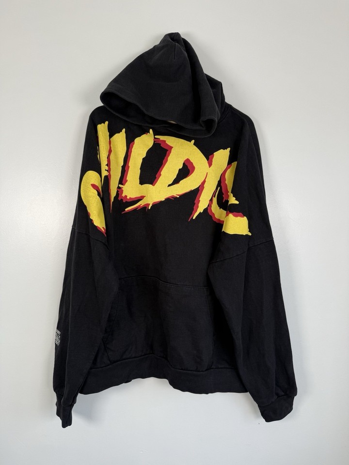 Childish Hoodie Flames Mens XL Black Oversized TGF Yellow Red Spellout ...