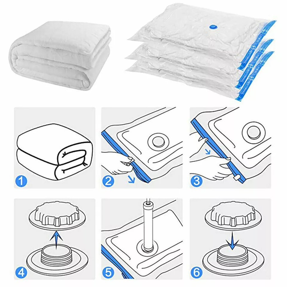 1/4/8/10x STRONG VACUUM STORAGE SPACE SAVING BAGS VAC BAG SPACE SAVER ...