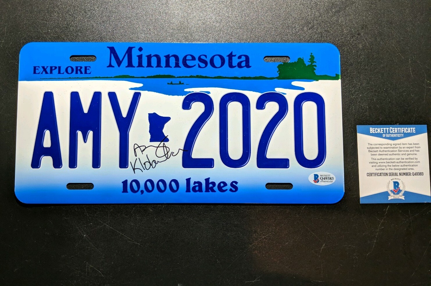 Amy Klobuchar Beckett Signed License Plate MINNESOTA Senator | eBay