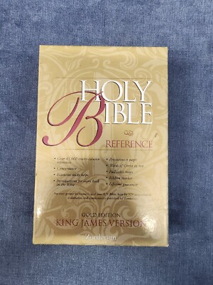 KJV Holy Bible Reference, Gold Edition by Zondervan Leather Cover ...