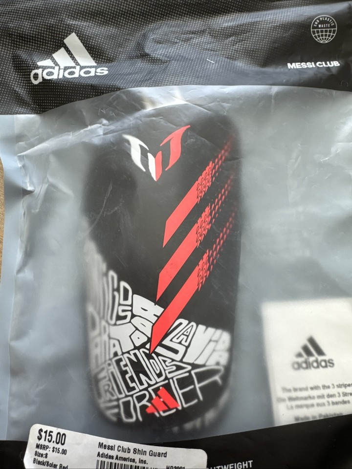 Messi SG CLUB SHIN GUARDS Color-White / Red/ Black Size Small (3'3"-3 ...