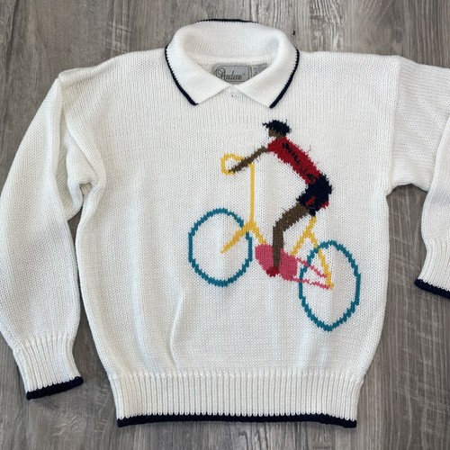 Vintage Andene Sweater White Knit Cyclist Bicycle 80s 90s | eBay