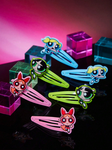 Women's Powerpuff Girls Bubbles Buttercup Cartoon Cute Hair Clips - 6 ...