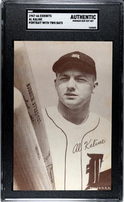 1947-66 Exhibits Al Kaline Portrait With Two Bat SGC Authentic New ...