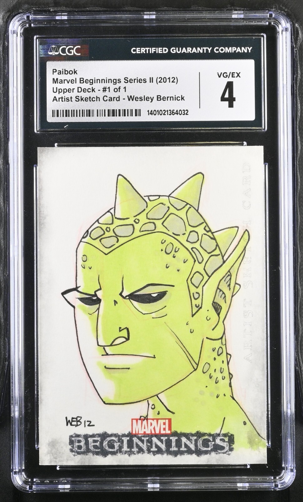 Marvel Sketch Card Artist Proof 1/1 - Paibok - Wesley Bernick - CGC 4 ...